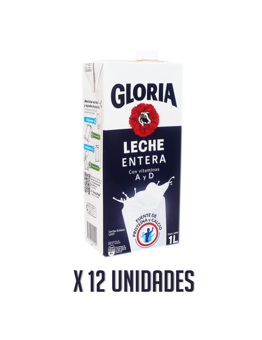 LECHE FRESCA UHT GLORIA AZUL 12 UND X 1LT. – Armezan Peru